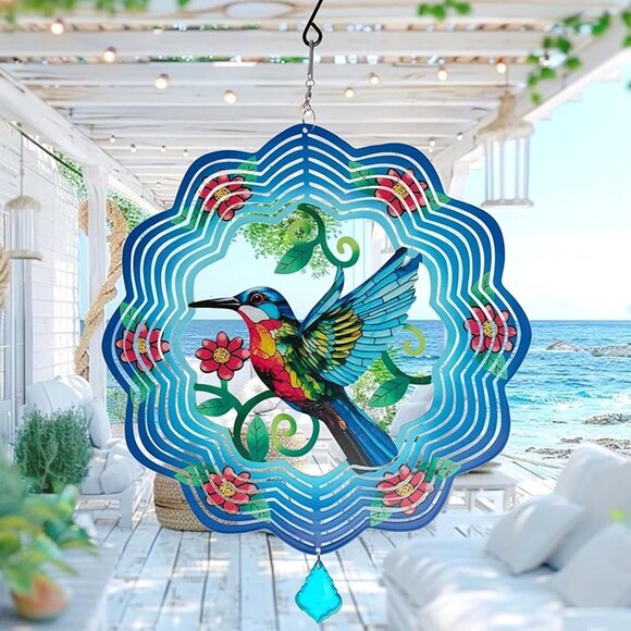 Accents | New Hummingbird Metal Wind Spinners 12 Inch Hanging Metal ...